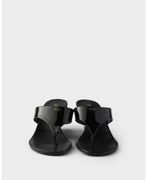 Prada Patent Leather Thong Sandals - Black