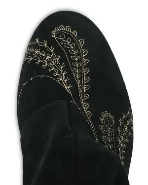 Cinq À Sept Dani Embroidered Suede Knee High Boots - Black