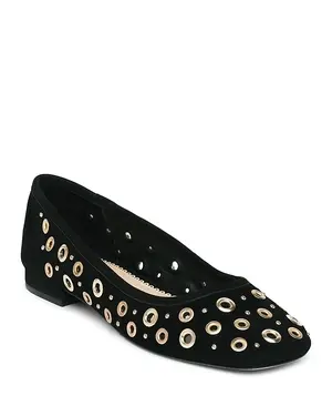Cinq À Sept Ivy Mixed Hardware Suede Ballet Flats