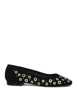 Cinq À Sept Ivy Mixed Hardware Suede Ballet Flats