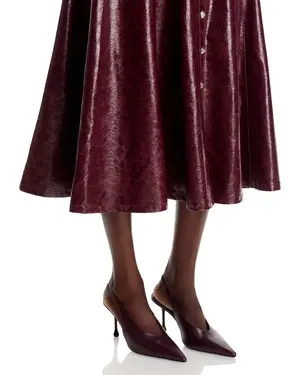 Cinq À Sept Veena Tumbled Faux Leather Midi Skirt
