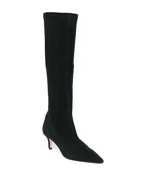 Cinq À Sept Jade Stretch Suede Knee High Boots - Black