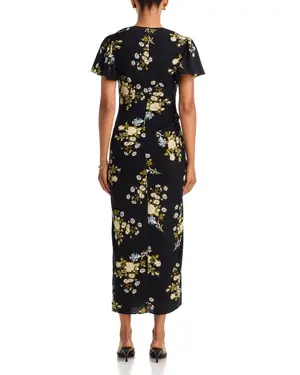 Veronica Beard Huntleigh Floral Ruched Midi Dress
