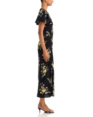 Veronica Beard Huntleigh Floral Ruched Midi Dress