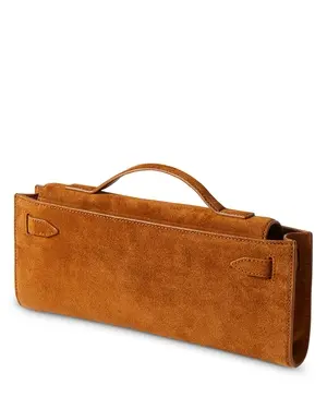 Veronica Beard Suede Clutch With Top Handle - Tobacco