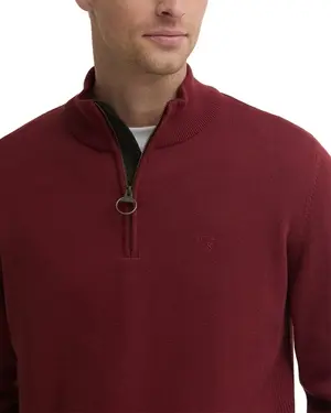 Barbour Cotton Half Zip Knit Pullover Sweater - Russet