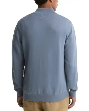 Barbour Cotton Half Zip Knit Pullover Sweater - Tarn Blue