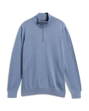 Barbour Cotton Half Zip Knit Pullover Sweater - Tarn Blue