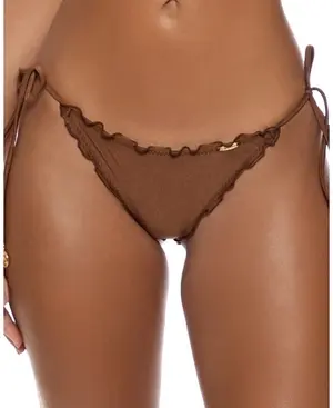 Luli Fama Cosita Buena Wavy Brazilian Tie Side Ruched Back Bottom - Brown