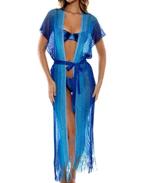 Luli Fama Sunshine Addict Long Caftan Cover-up - Blue