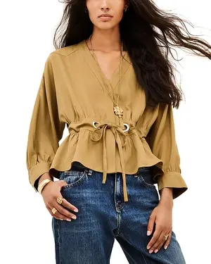 Ba&sh Precila Drawstring Peplum Top - Blond
