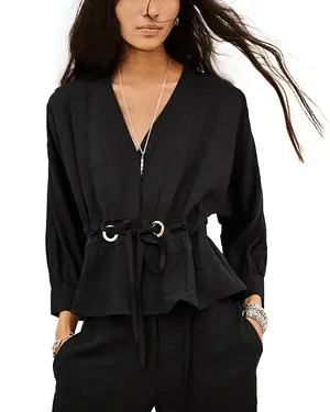 Ba&sh Precila Peplum Top - Carbon