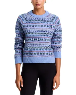 Aqua Fair Isle Raglan Crewneck Sweater Exclusive - Blue Multi