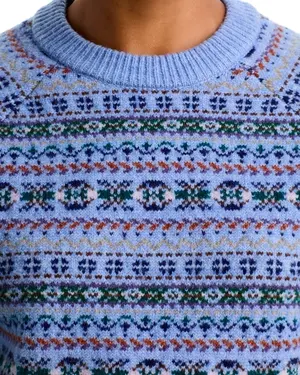 Aqua Fair Isle Raglan Crewneck Sweater Exclusive
