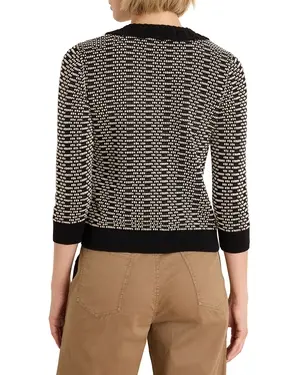 NIC+ZOE Lace Collar Geometric Print Sweater