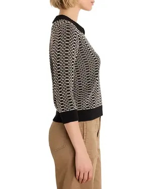 NIC+ZOE Lace Collar Geometric Print Sweater