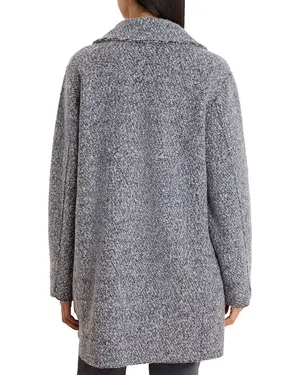 NIC+ZOE Notch Lapel Mixed Boucle Knit Peacoat