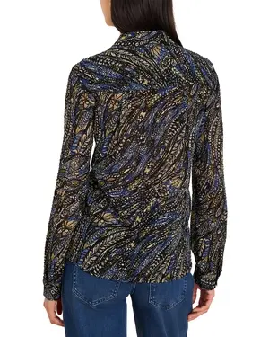 NIC+ZOE Portobello Paisley Spread Collar Chiffon Shirt
