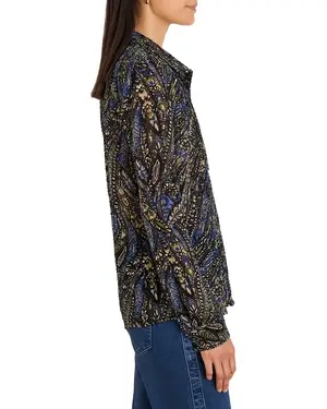 NIC+ZOE Portobello Paisley Spread Collar Chiffon Shirt