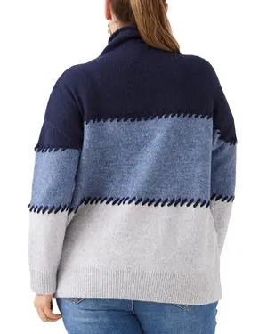 Karen Kane Whipstitched Colorblocked Sweater - Navy