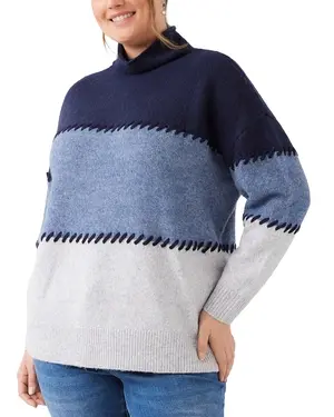 Karen Kane Whipstitched Colorblocked Sweater - Navy