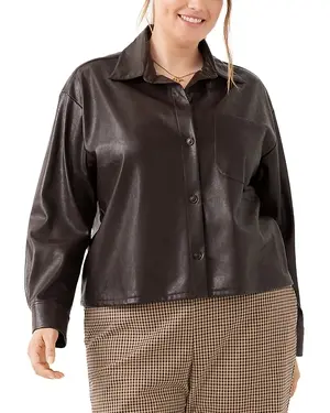 Karen Kane Faux Leather Long Sleeve Shirt