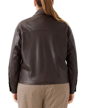 Karen Kane Faux Leather Long Sleeve Shirt