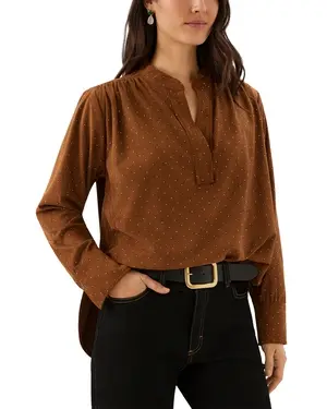 Karen Kane Faux Suede Studded Popover Shirt