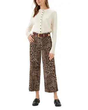 Karen Kane Printed Corduroy Cropped Wide Leg Pants