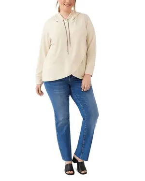 Karen Kane Rhinestone Drawstring Crossover Sweatshirt