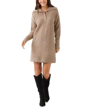 Karen Kane Cable Knit Collared Sweater Dress