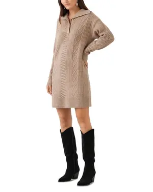Karen Kane Cable Knit Collared Sweater Dress