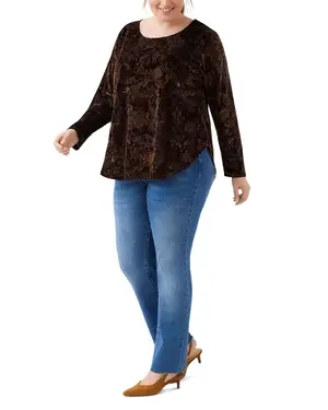 Karen Kane Long Sleeve Velvet Burnout Top