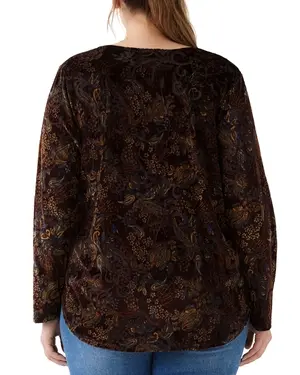 Karen Kane Long Sleeve Velvet Burnout Top