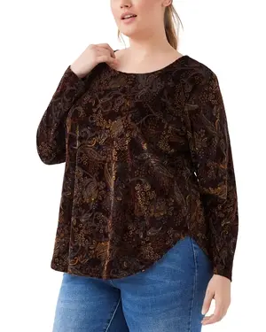 Karen Kane Long Sleeve Velvet Burnout Top