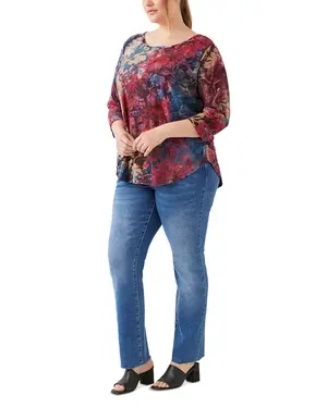 Karen Kane Plus Tie Dyed Burnout Shirttail Top