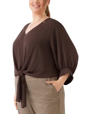 Karen Kane Tie Hem Blouson Sleeve Top