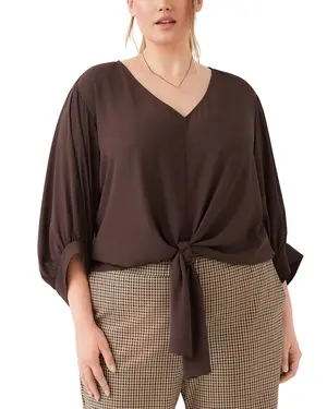 Karen Kane Tie Hem Blouson Sleeve Top