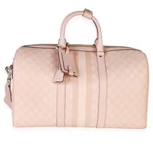 Gucci Rose Gg Supreme Dollar Calfskin Web Savoy Duffle Bag - Pink