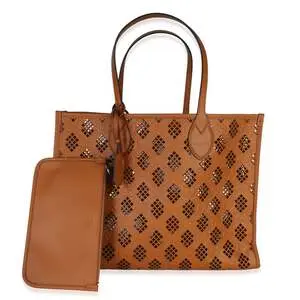 Gucci Gg Debossed Calfskin Diamond Cutout Tote