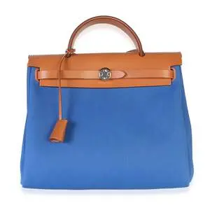 Hermès Bleu France Fauve Military Toile Vache Hunter Herbag Zip Retourne 31 Pm - Blue