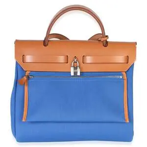 Hermès Herbag Zip Retourne 31 Pm Toile Vache Hunter Bag - Blue