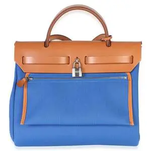 Hermès Herbag Zip Retourne 31 Pm Toile Vache Hunter Bag - Blue