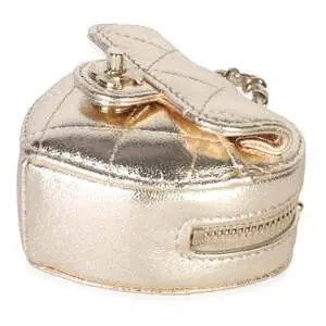 Chanel Metallic Quilted Lambskin Cc In Love Heart Bag Charm