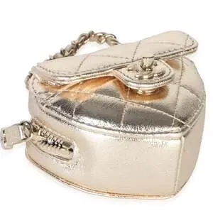 Chanel Metallic Quilted Lambskin Cc In Love Heart Bag Charm