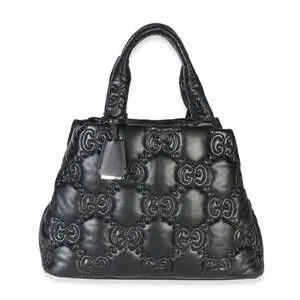 Gucci Gg Matelasse Calfskin Tote - Black