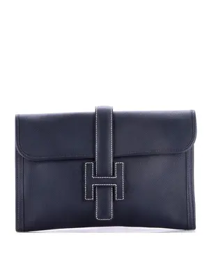 Hermès Jige Pm Epsom Leather Clutch - Blue
