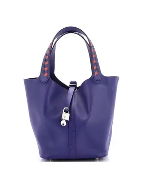 Hermès Picotin Lock Mm Tressage Epsom Leather Tote - Blue
