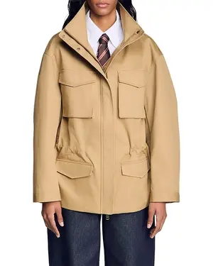 Sandro Adjustable Waist Jacket - Camel
