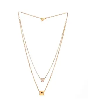 Hermès Clou D'h Double Pendant Necklace 18k Rose Gold With Diamonds, 16.25 - Pink
